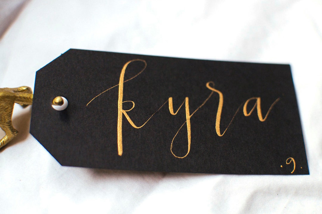 Modern Calligraphy Black Gift Tags With Gold Ink | Personalized ...