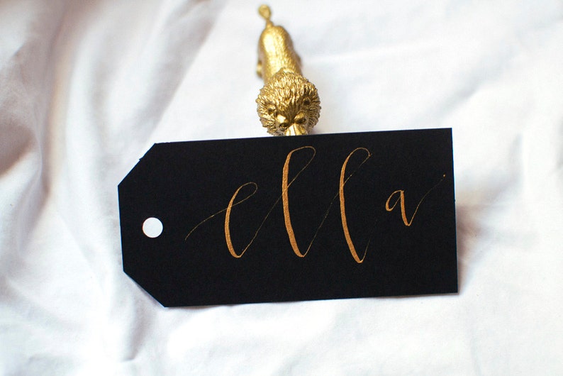 Modern Calligraphy Black Gift Tags With Gold Ink | Personalized ...