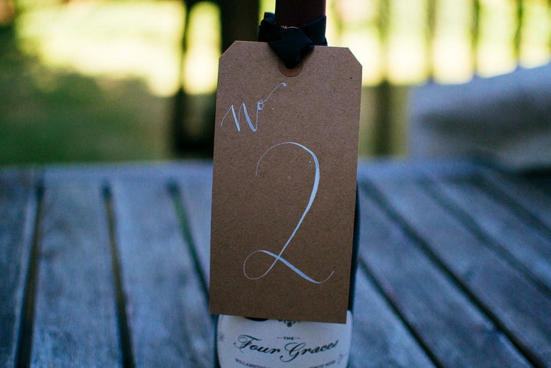 Modern Calligraphy Kraft Tag Table Numbers | Rustic | Manila Gift Tags ...