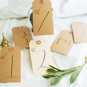 Modern Calligraphy Kraft Tag Table Numbers | Rustic | Manila Gift Tags ...