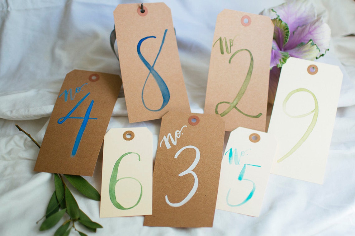 Watercolor Gift Tag Table Numbers Wedding Special Events - Etsy