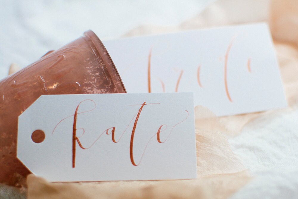 Modern Calligraphy Gift Tags With Rose Gold Ink Personalized - Etsy UK