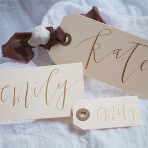 Modern Calligraphy Manila Gift Tag With Gold Ink Place Cards Wedding ...