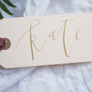 Modern Calligraphy Manila Gift Tag With Gold Ink Place Cards Wedding ...