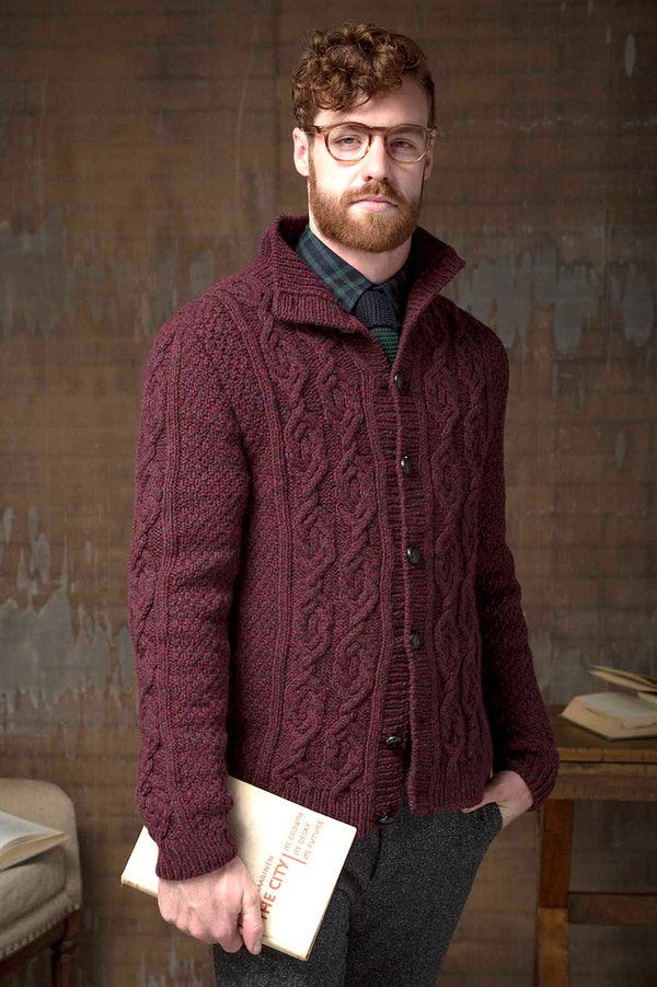 Mens Knitting Pattern Cardigan Sweater Pattern Shawl Collar - Etsy Canada
