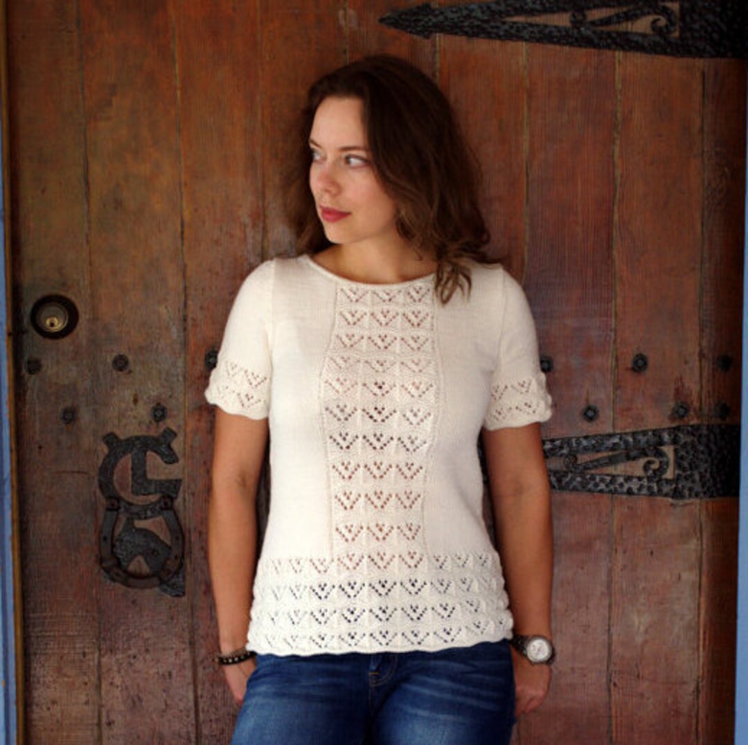 INSTANT DOWNLOAD PDF Knitting Pattern for Women's Lace Sweater Top Tee ...