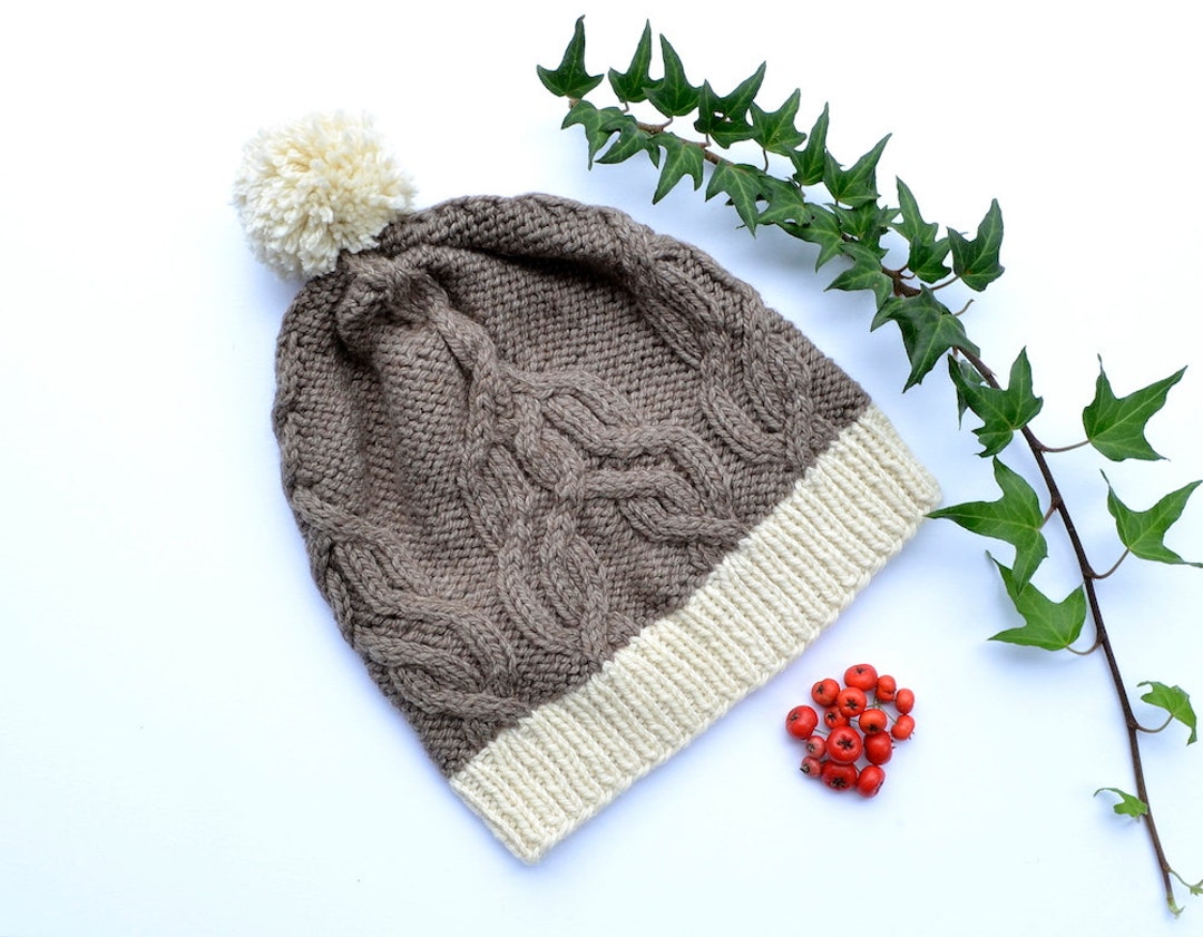 Wool Cotton Knit Hat, Cocoa Knitted Hat, Wool Hat, Slouchy Beanie ...