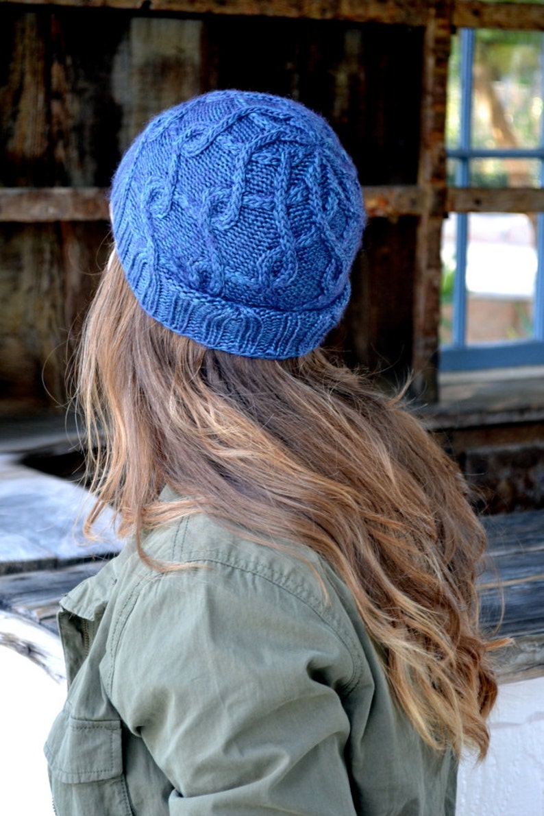 Wool Knitted Hat, Blue Knit Hat, Wool Hat, Slouchy Beanie, Slouchy Hat ...