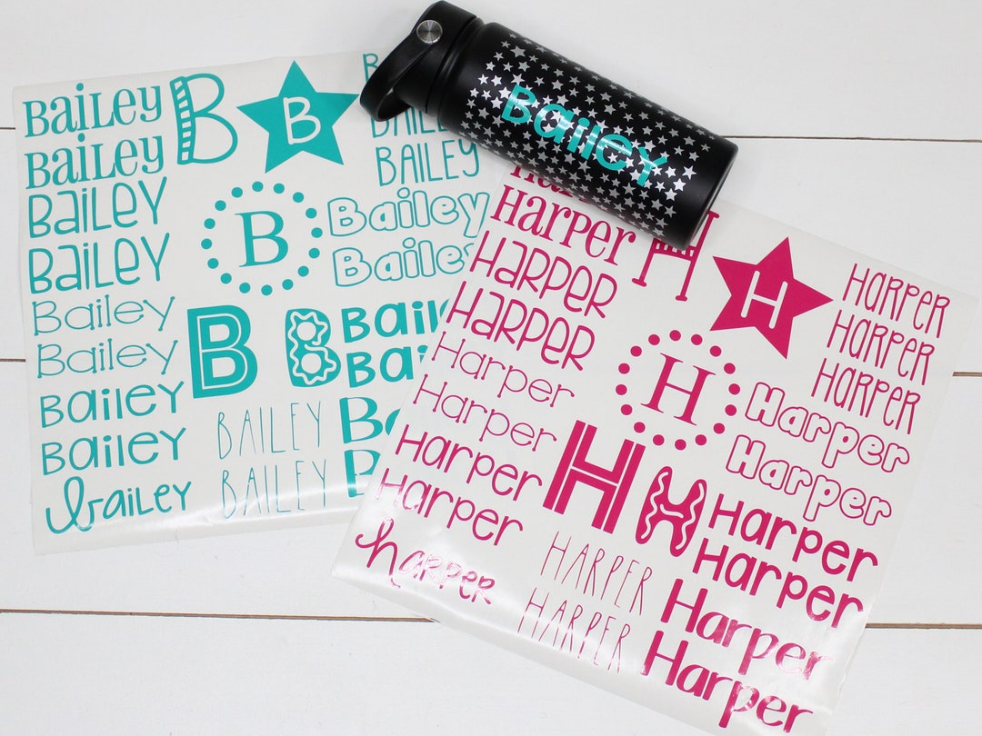 12 X 12 Inch Sheet of Vinyl Decals | 20 Names | 5 First Initials ...