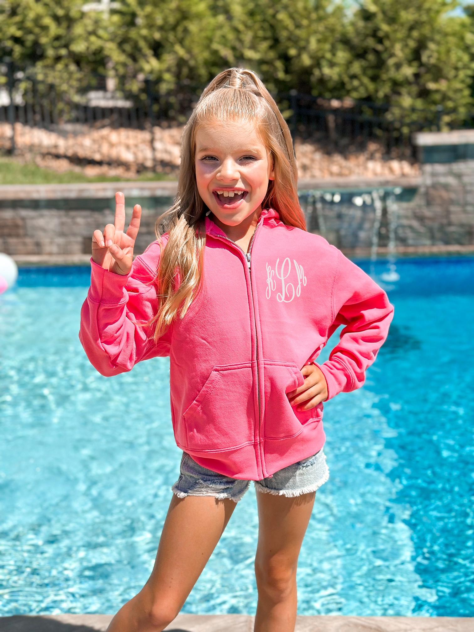 Monogrammed Children's Full-zip Hooded Sweatshirt | Multiple Colors ...