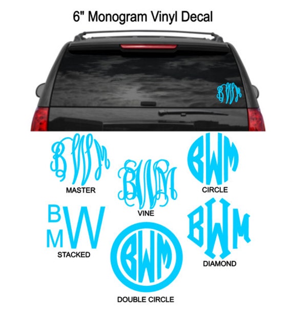 6 Inch Monogram Vinyl Decal | Etsy