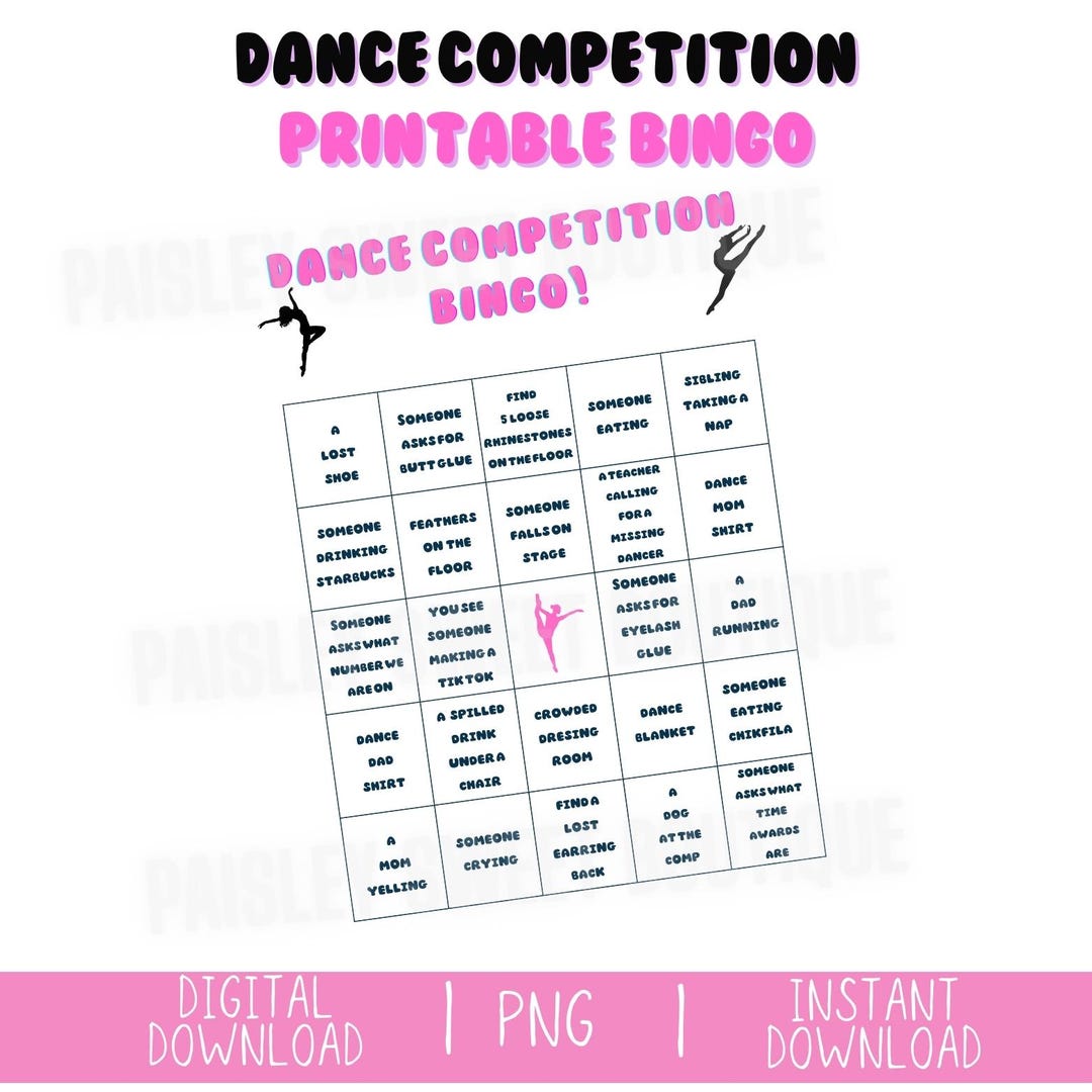 Dance Competition Printable Bingo | Dance Convention | Dance Games ...