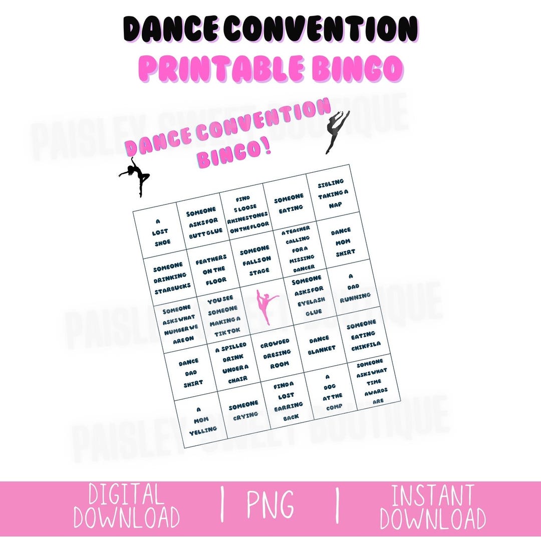 Dance Convention Printable Bingo Cards | Dance Competition Games ...