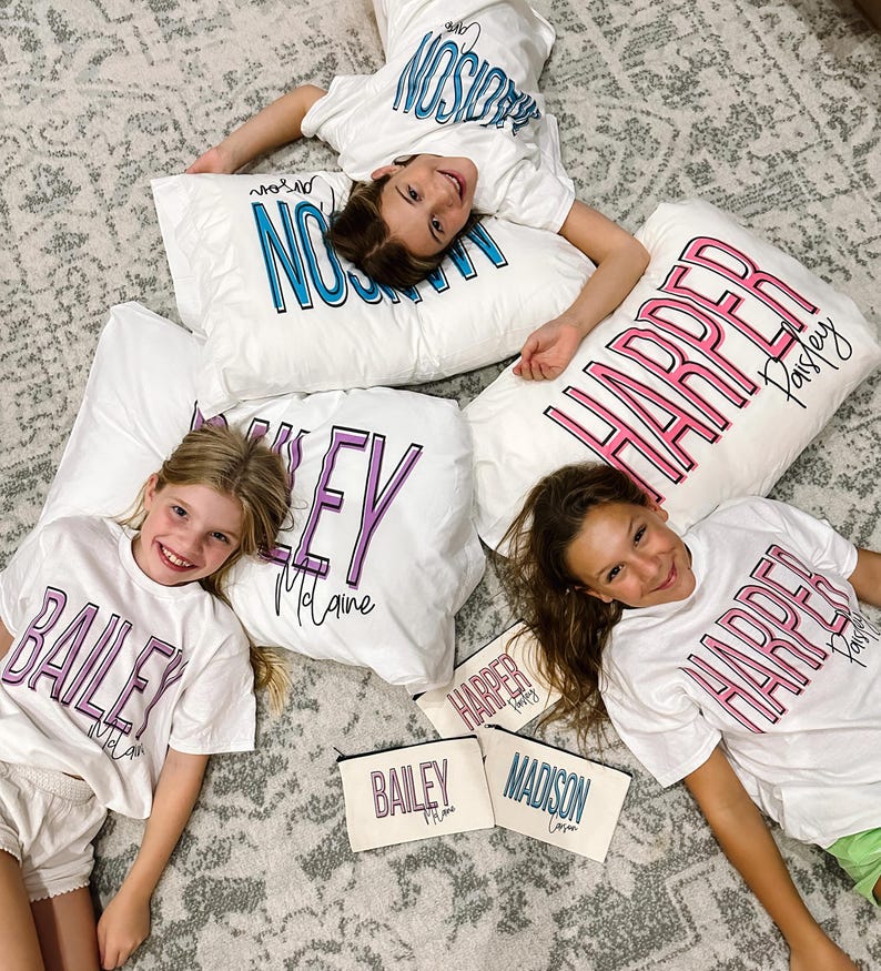 Personalized Outline Tee Slumber Party Shirt Sleepover Shirt Custom ...