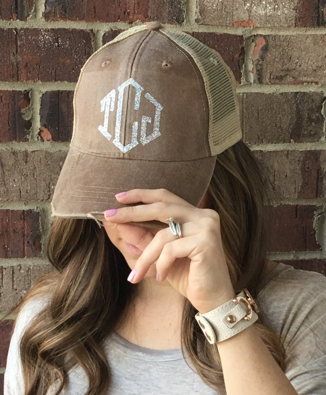 Monogram Distress Hat, Monogram Trucker Hat, Monogram Cap, Monogram ...