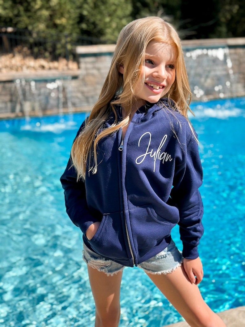 Personalized Children's Full-zip Hooded Sweatshirt | Multiple Colors ...