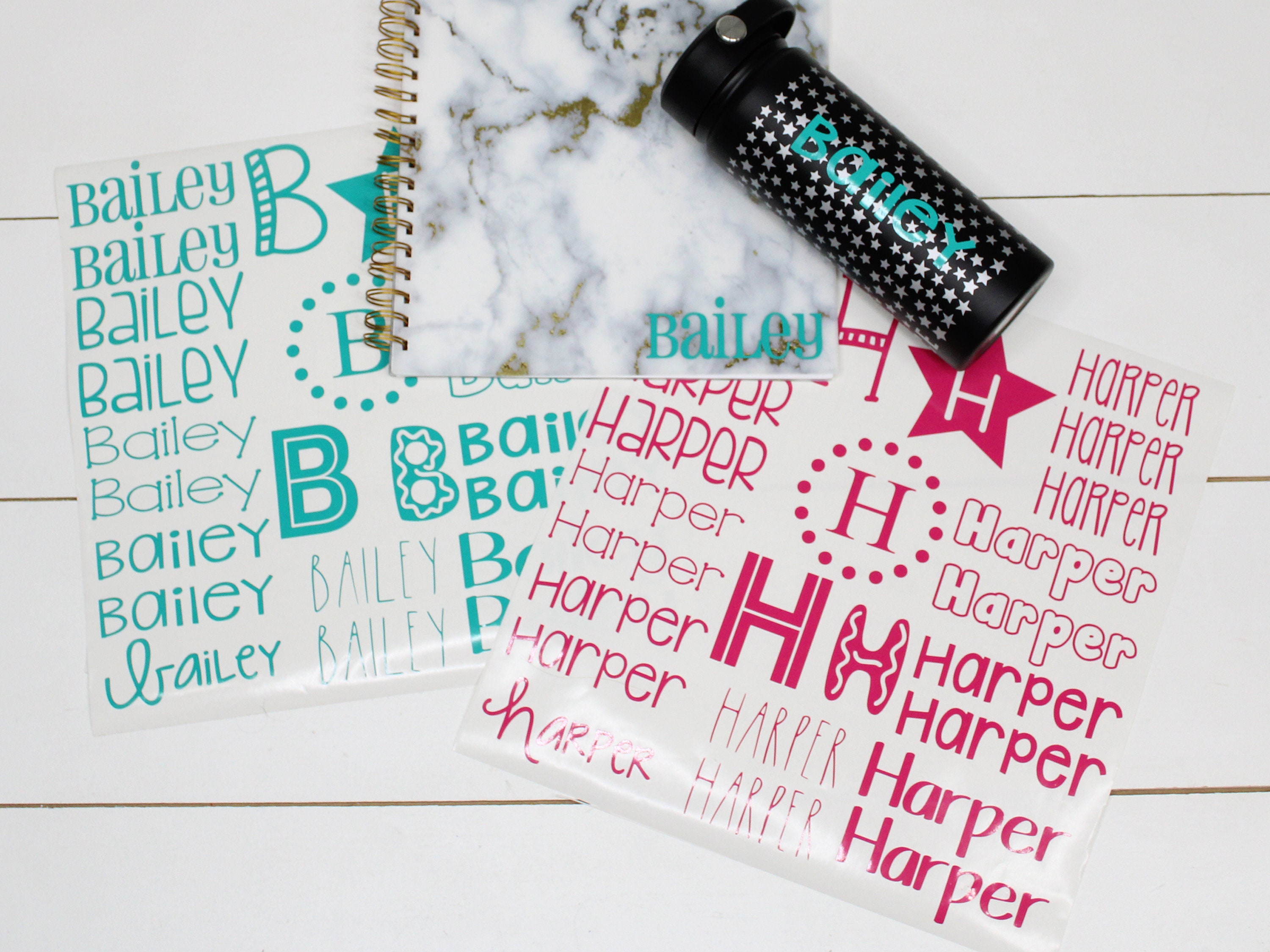 12 X 12 Inch Sheet of Vinyl Decals | 20 Names | 5 First Initials ...