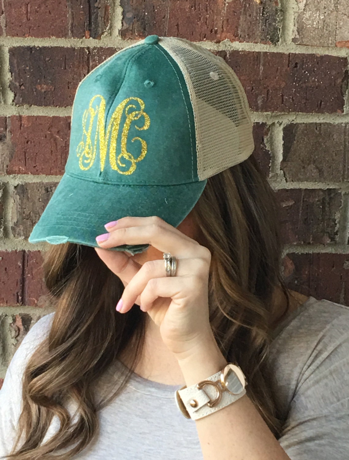 Monogram Distress Hat Monogram Trucker Hat Monogram Cap | Etsy