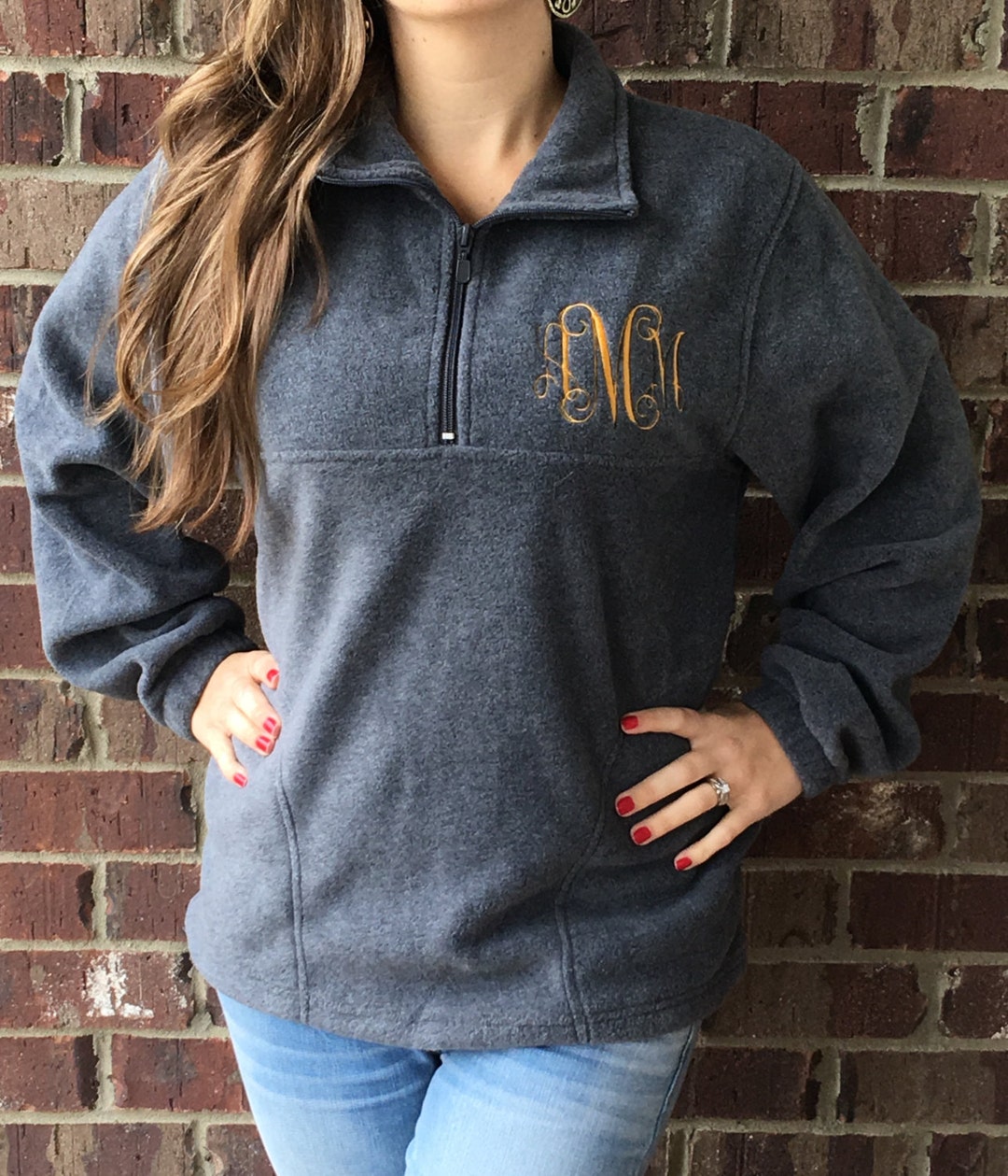 Monogrammed Quarter-zip Pullover Jacket-adult Sizes - Etsy