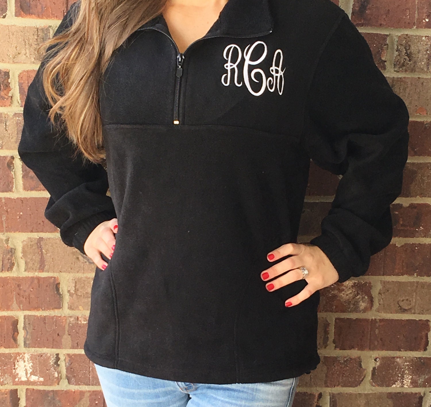 Monogrammed Quarter-zip Pullover Jacket-adult Sizes - Etsy