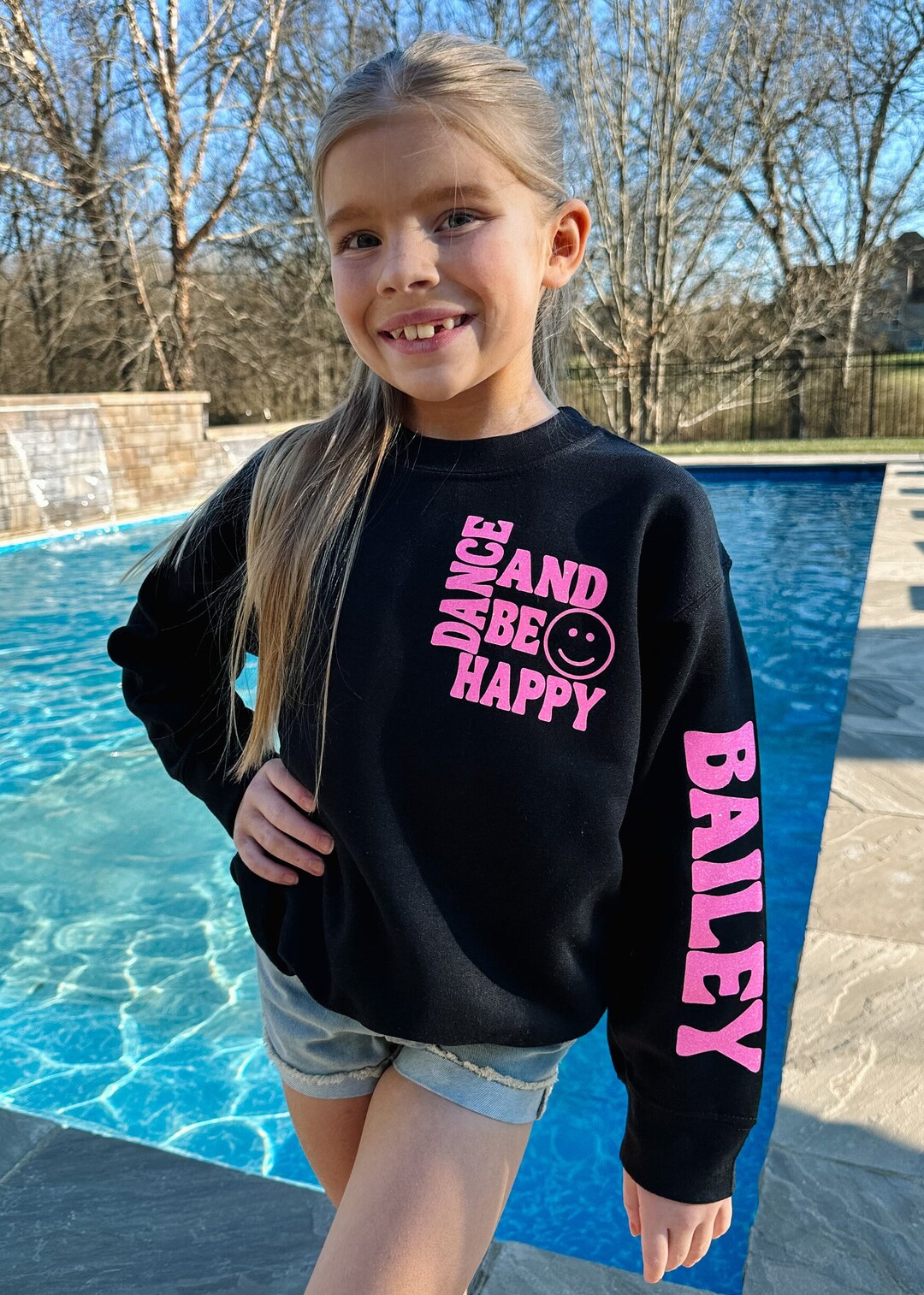 Girls Custom Dance Sweatshirt for Christmas Gift, Dance & Be Happy ...