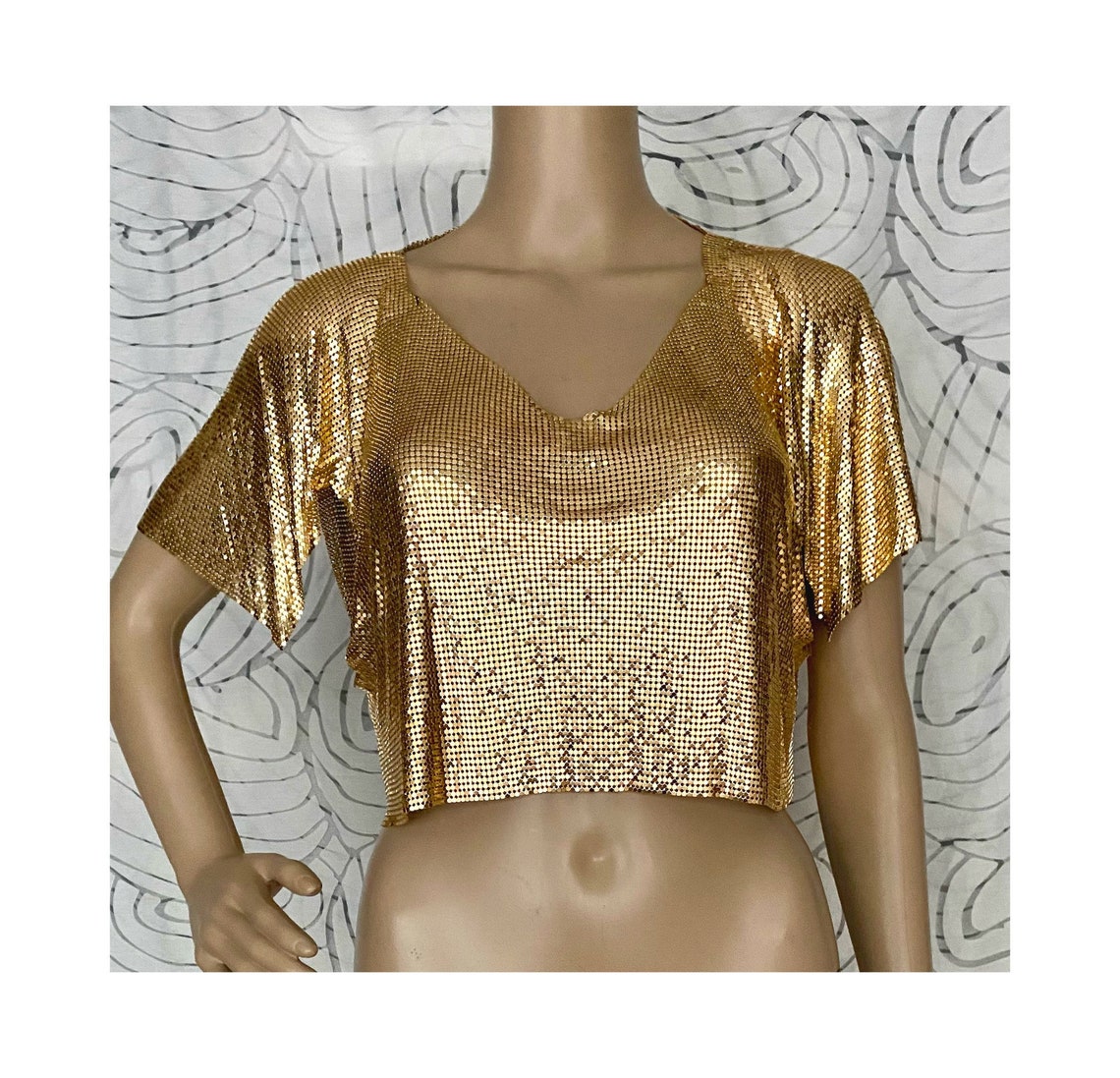 Gold Metal Mesh Crop Top Women Sexy Gold Chainmail Shirt | Etsy