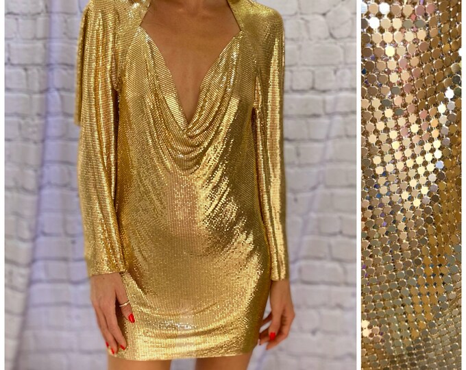 Disco Gold Metal Mesh Dress for Women - Etsy