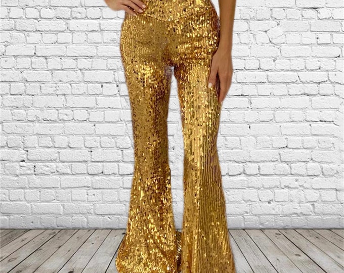 Gold Sequin Bell Bottoms for Women Tall - Etsy