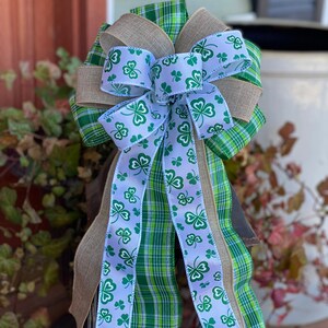 St. Patricks Day Shamrock Clover Green Plaid Burlap Farmhouse Lantern ...