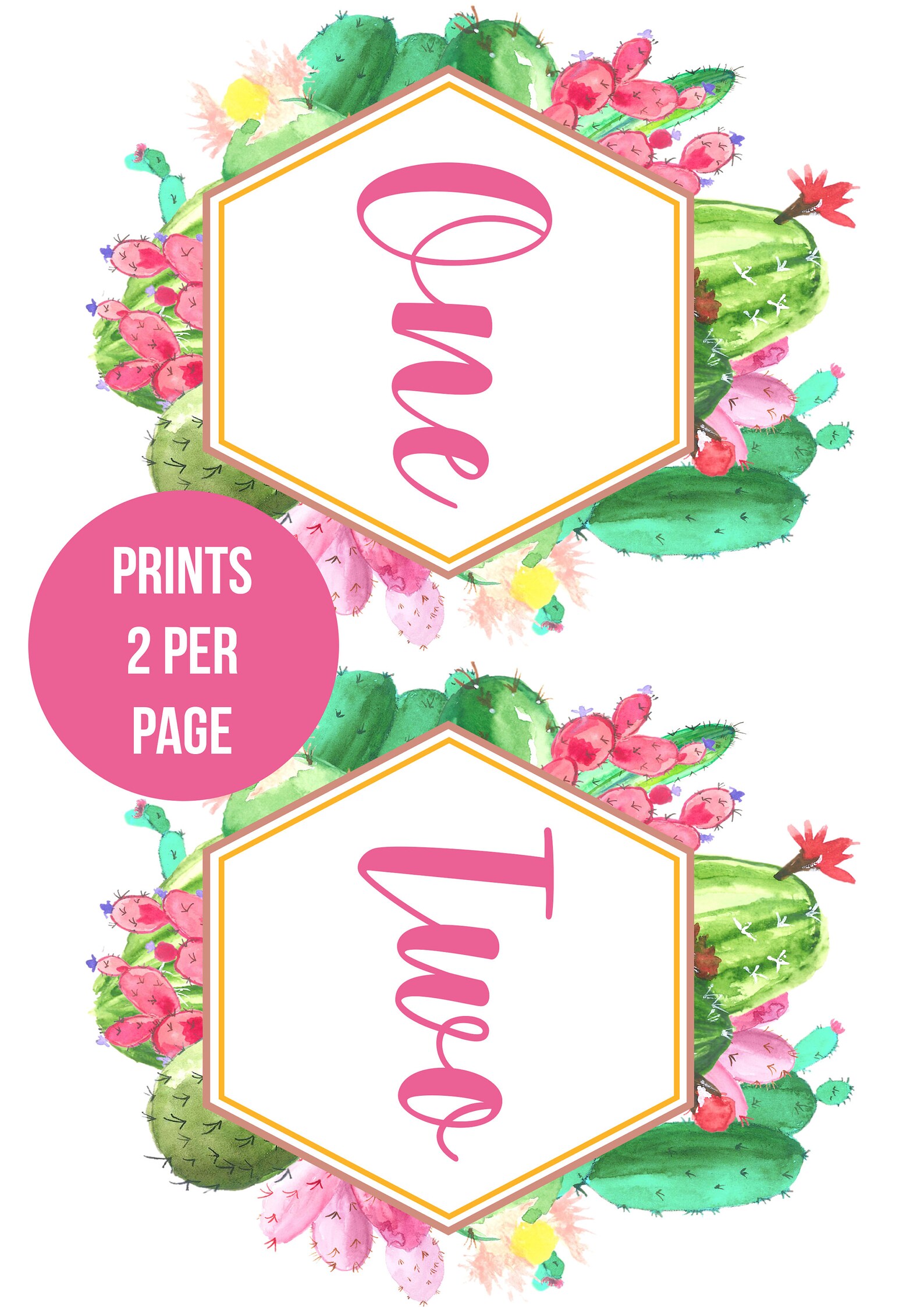 Cactus Table Numbers, Succulent Printable, Downloadable File ...