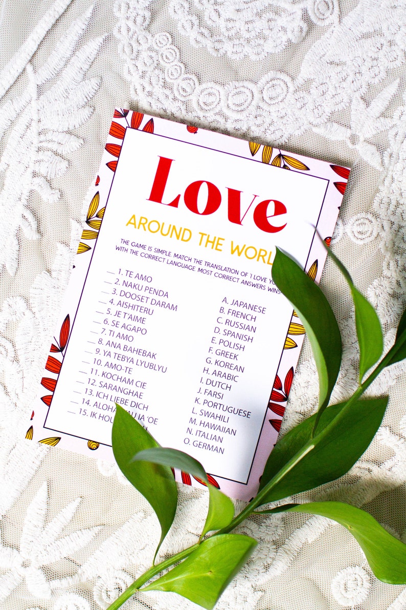 Love Language Game Bridal Shower Game Fun Games - Etsy UK