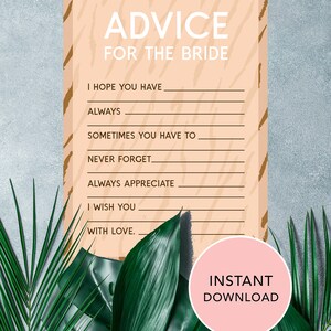 Advice for the Bride | Bridal Shower Game | Animal Print | Bachelorette ...