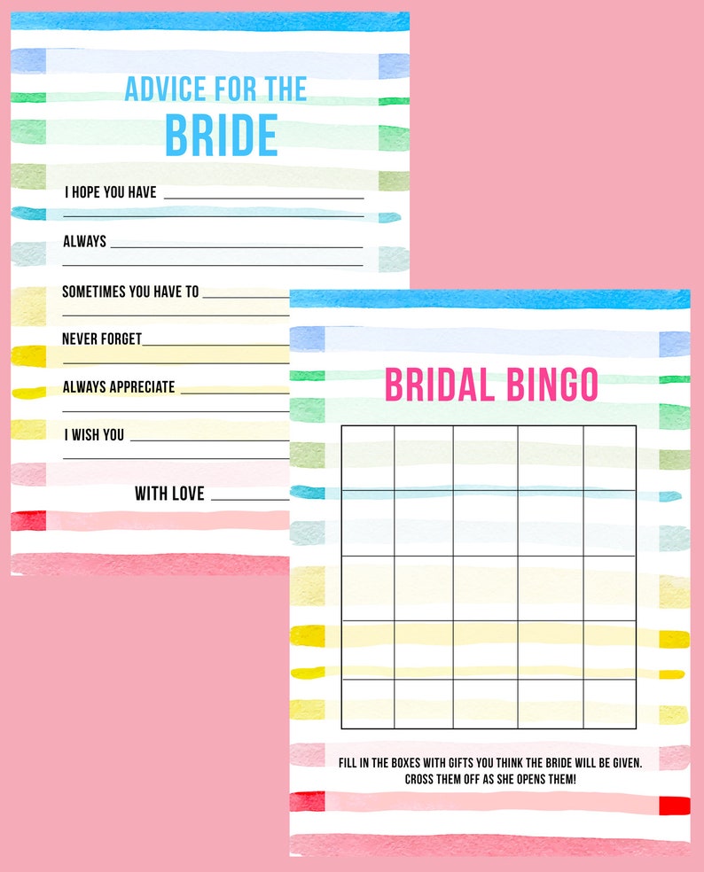 Printable Bachelorette Party Games Rainbow Watercolour - Etsy