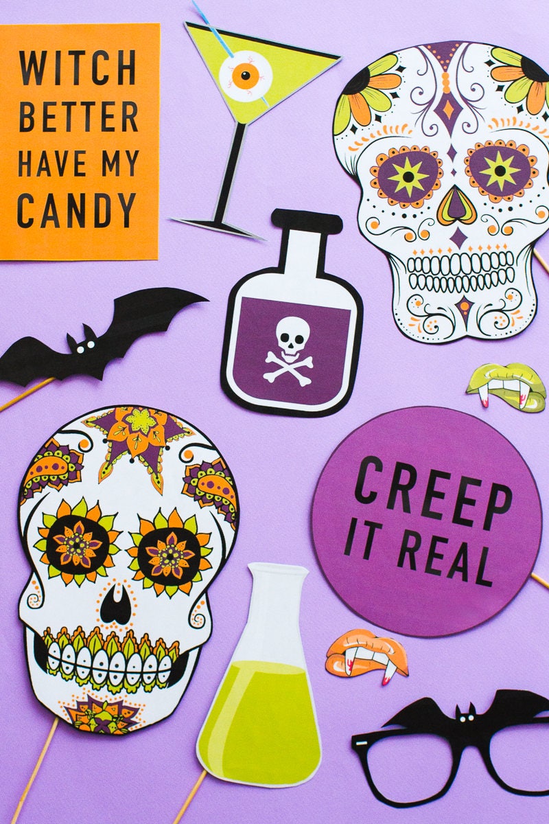 HALLOWEEN Photo Booth Prop Printable Modern Download Day of the Dead ...