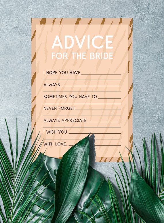 Advice For The Bride Bridal Shower Game Animal Print | Etsy