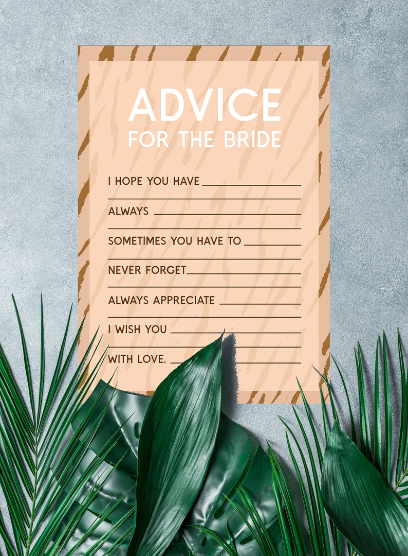Advice for the Bride | Bridal Shower Game | Animal Print | Bachelorette ...