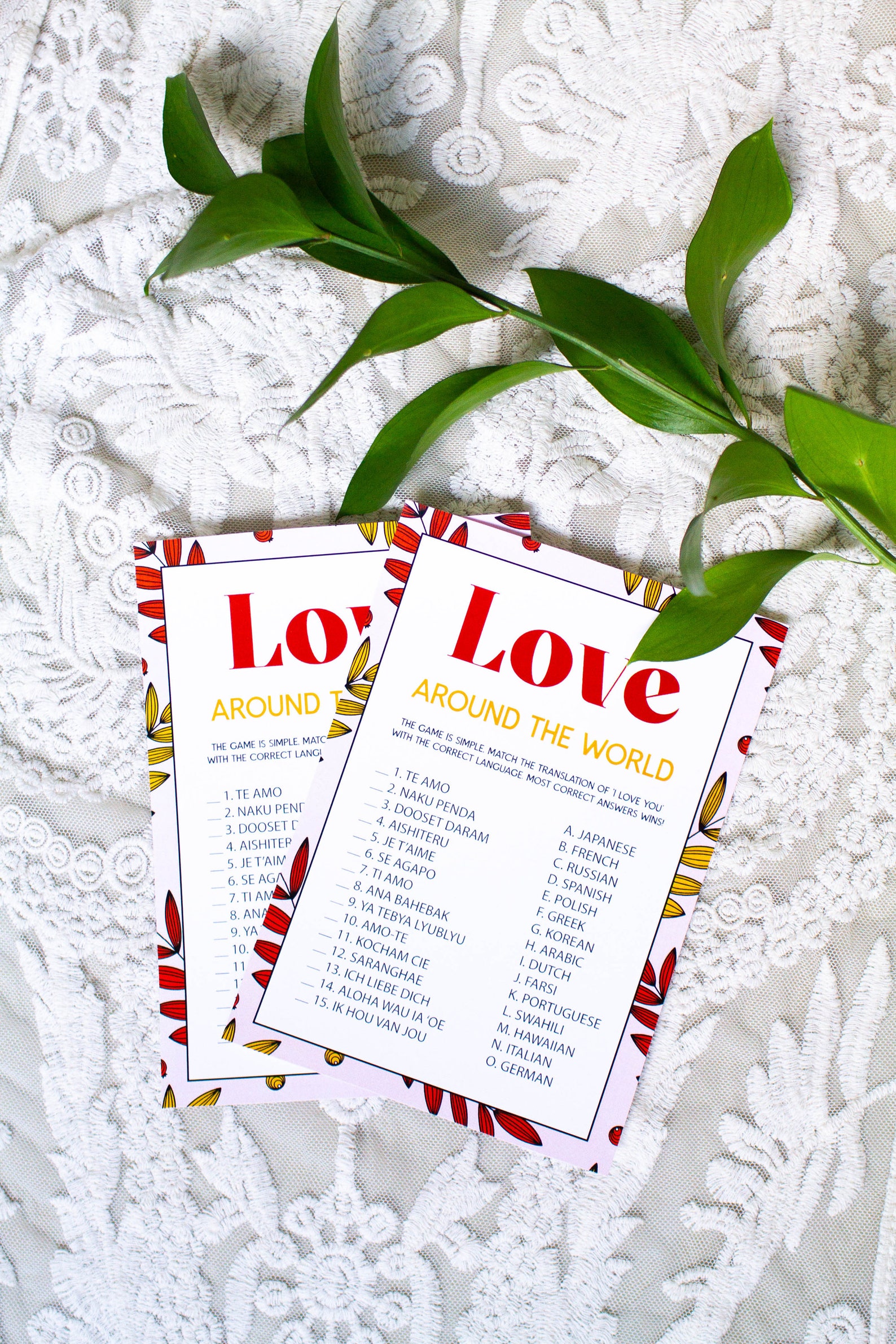 Love Language Game Bridal Shower Game Fun Games - Etsy UK