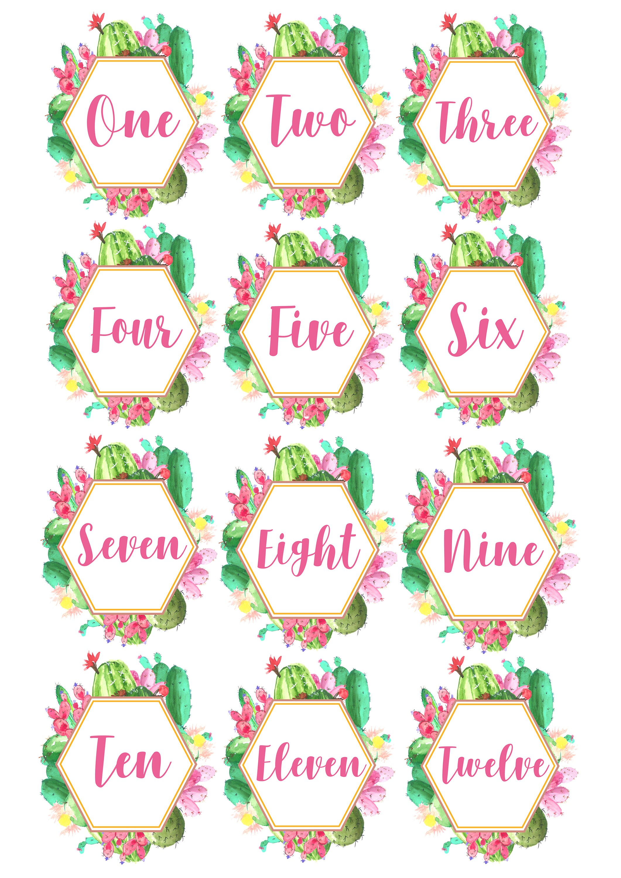 Cactus Table Numbers Succulent Printable Downloadable File - Etsy UK
