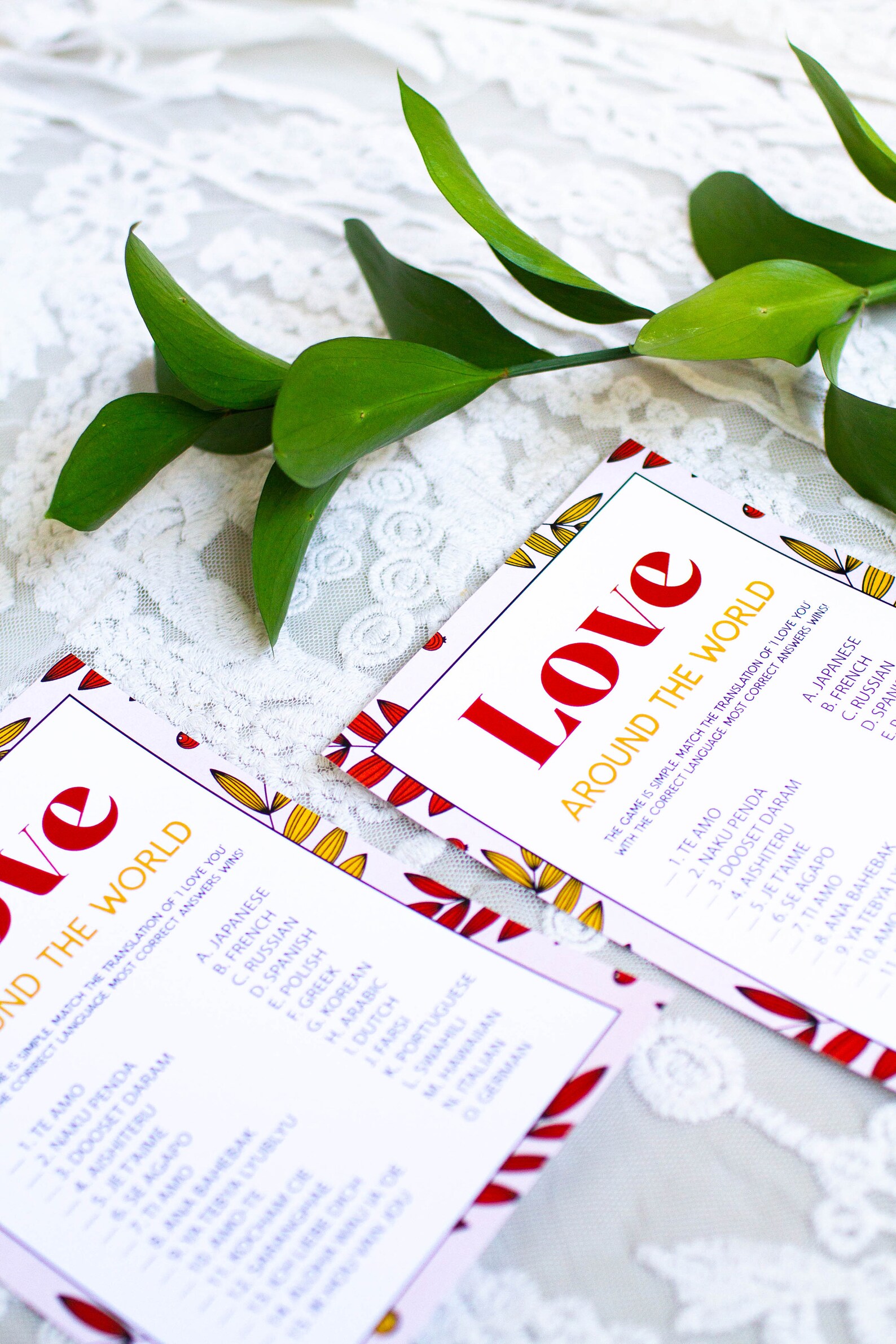 Love Language Game Bridal Shower Game Fun Games - Etsy