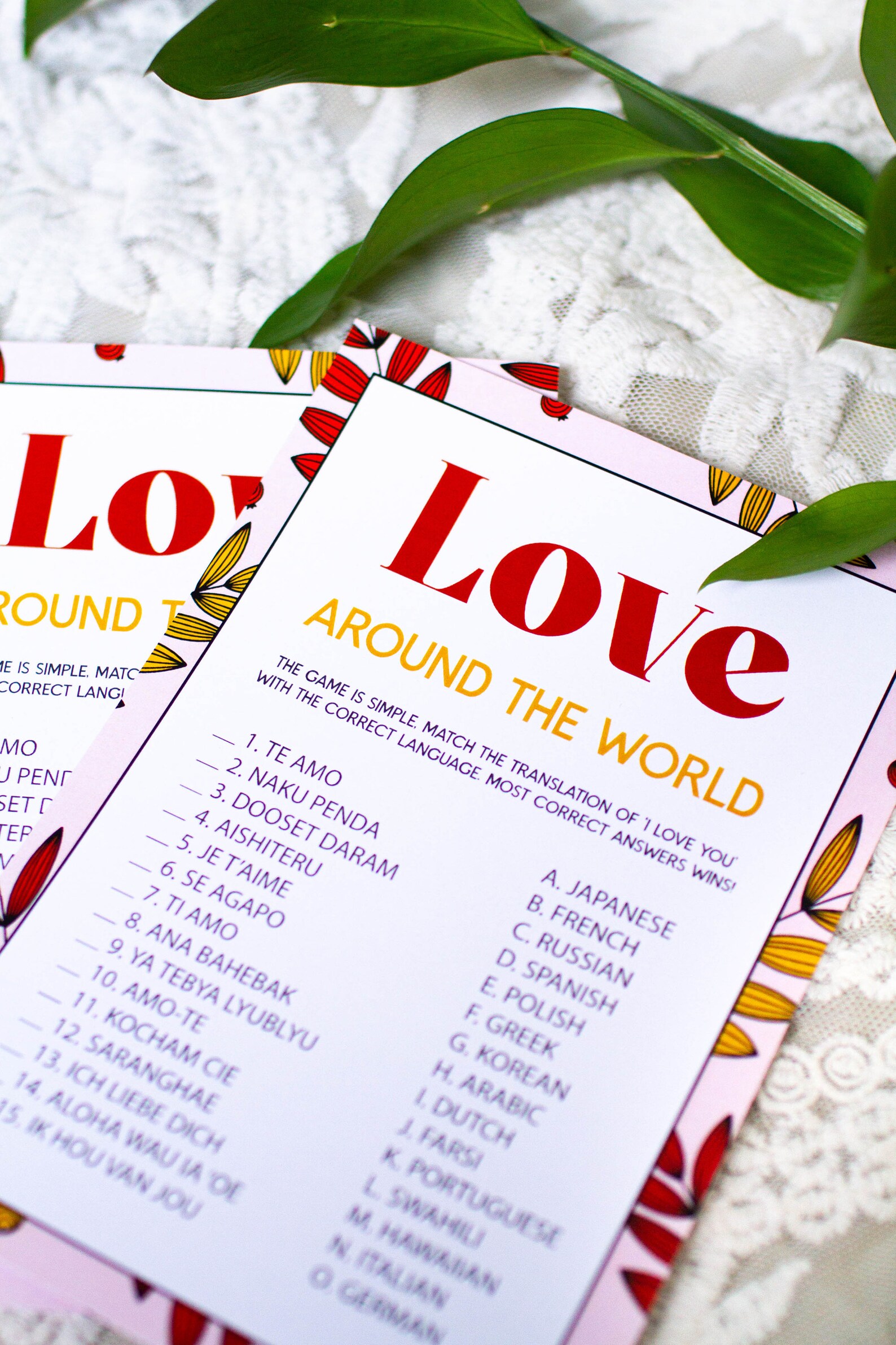 Love Language Game Bridal Shower Game Fun Games - Etsy UK