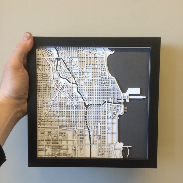Laser Cut Chicago Map - Etsy