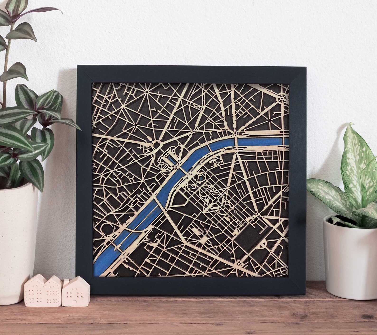 Paris Wood Laser Cut Map, Paris Laser Cut Maps, Wooden City Map 10x 10 ...
