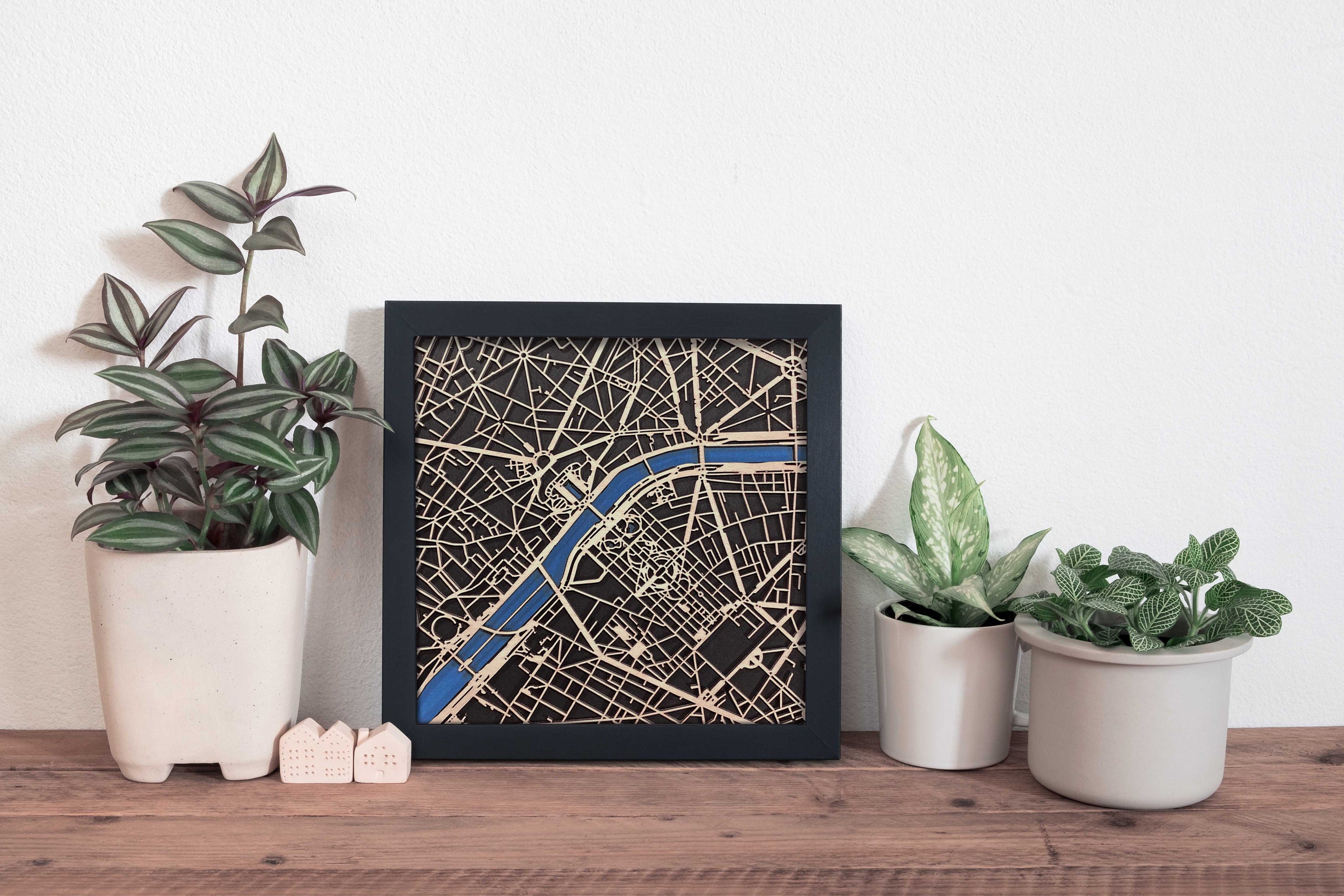 Paris Wood Laser Cut Map, Paris Laser Cut Maps, Wooden City Map 10x 10 ...