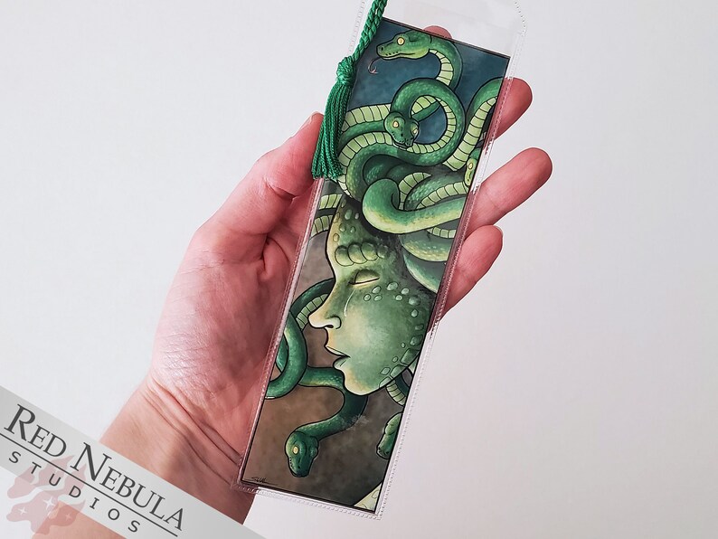 Sad Medusa Bookmark With Green Tassel Gorgon of Greek - Etsy