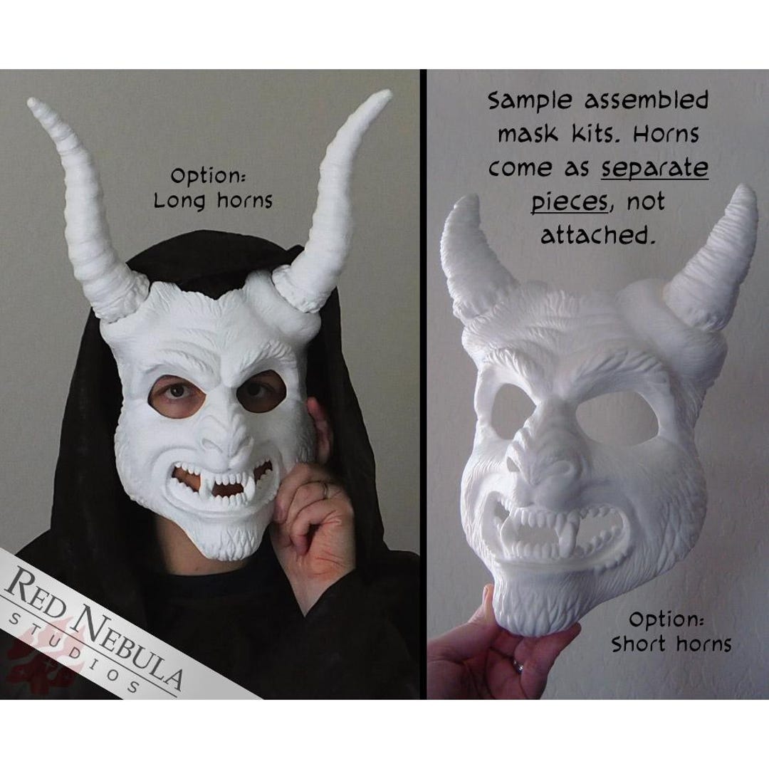 Horned Demon Mask, Cast Resin Mask Kit, Scary Monster Mask, Animal ...