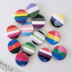 Pride Buttons, Magnets, or Keychains, 1.25" LGBTQ Flag Pinback Button ...