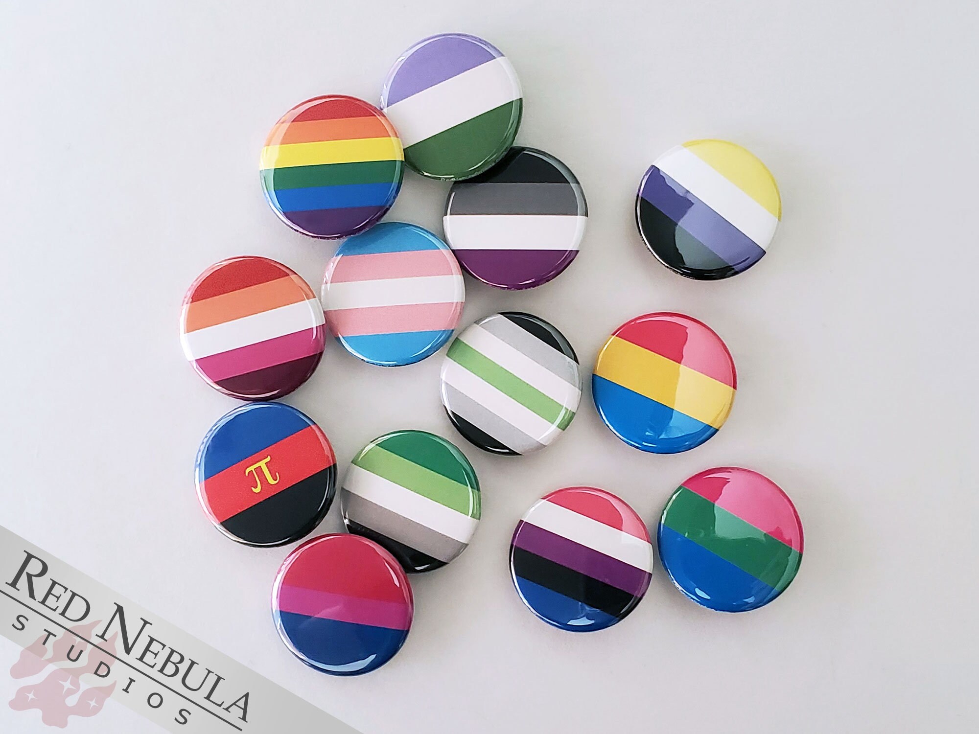 Pride Buttons, Magnets, or Keychains, 1.25" LGBTQ Flag Pinback Button ...