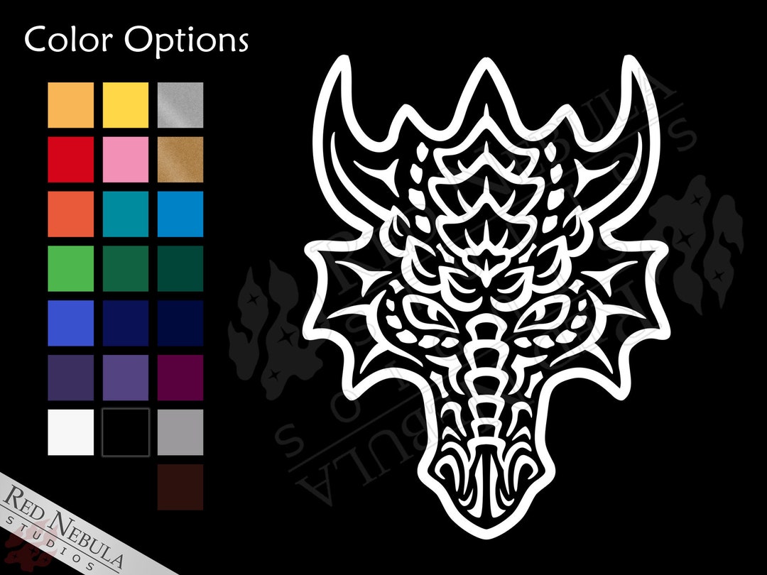 Stylized Dragon Vinyl Decal Dragon Face Design Outdoor Vinyl Fantasy ...