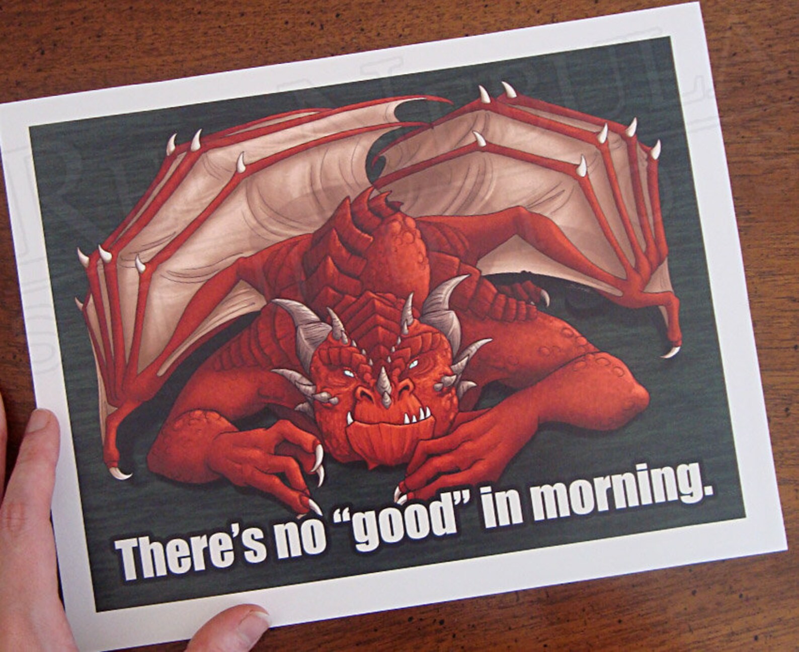 Grumpy Red Dragon Art Print there's No Good in - Etsy