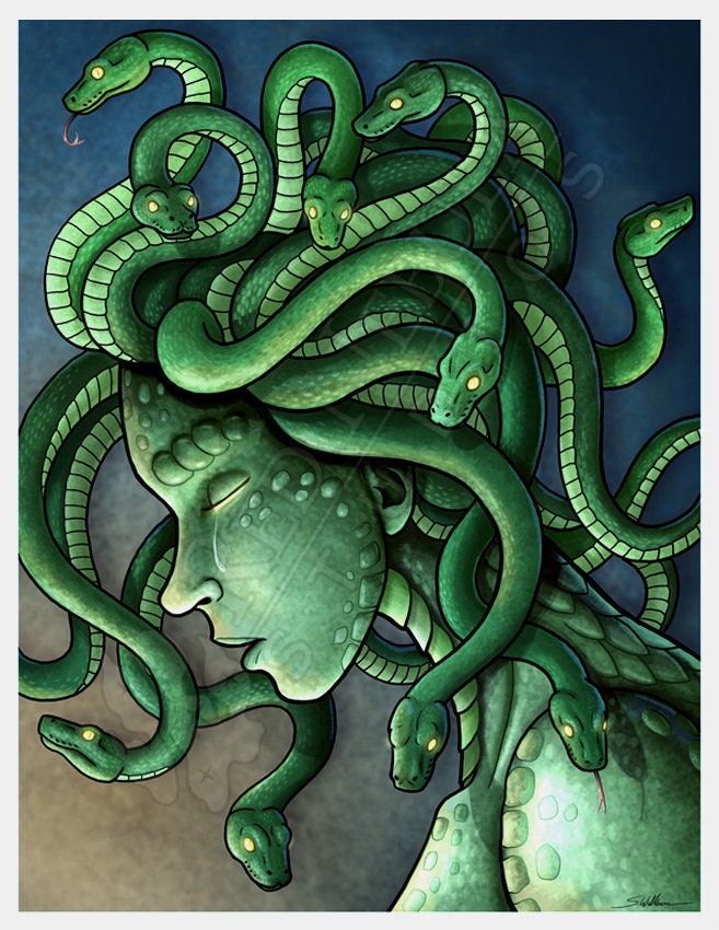 Medusa Art Print, "medusa's Tear", Fantasy Artwork, Greek Mythology ...